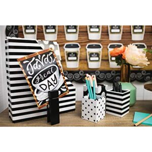 Schoolgirl Style Simply Stylish 3-Piece Polka Dot Pencil Cup Holder Set, Assorted Black and White Pencil Cup Holders, Classroom Supplies Organizer for Desk Organization, Black & White Classroom Décor