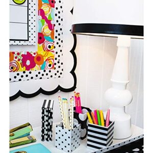 Schoolgirl Style Simply Stylish 3-Piece Polka Dot Pencil Cup Holder Set, Assorted Black and White Pencil Cup Holders, Classroom Supplies Organizer for Desk Organization, Black & White Classroom Décor