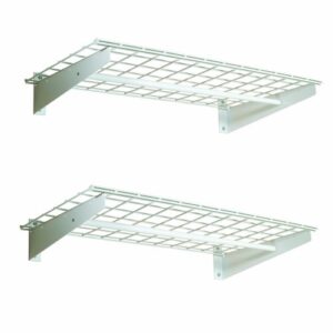 hyloft 777 36-inch x 18-inch adjustable steel wall shelf, storage rack for garage with hanging rod, white, 2-pack