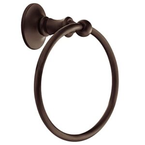 moen dn6786orb danbury collection european single post bathroom hand -towel ring, oil-rubbed bronze