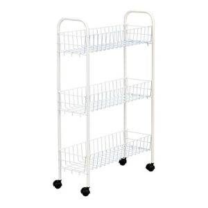 household essentials 05121 slim line 3-tier metal storage cart | laundry room rolling organizer | white