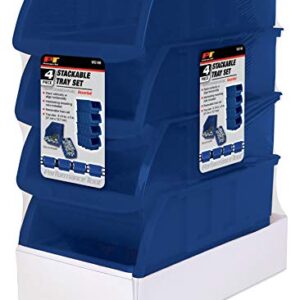 Performance Tool W5196 Large Stackable Storage Trays - Adjustable for Vertical or Horizontal Position, Blue, Pack of 4