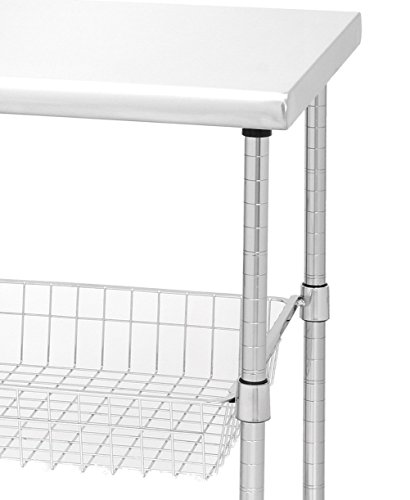 Seville Classics NSF Commercial Stainless Steel Top Work Table Island Utility Cart Prep Station, 78 for Restaurant, Kitchen, Warehouse, Garage, Hotel, Home, 55 Steel, 24" W x 20" D x 36" H