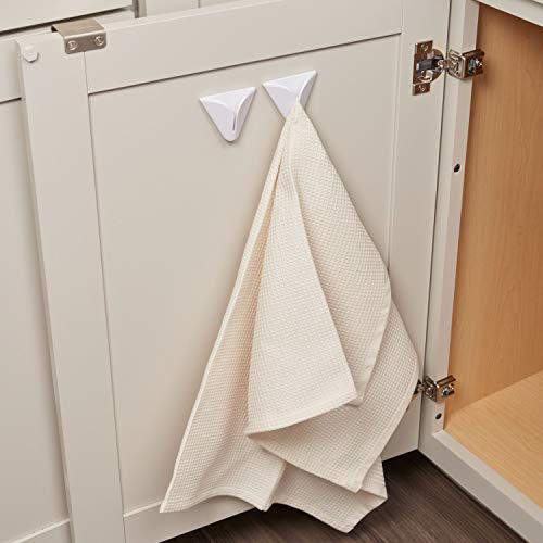 iDesign Self-Adhesive Dish Towel Rack and Holder for Kitchen and Bathroom, Pack of 2, measures 1.2" x 4.1" x 6.7", White