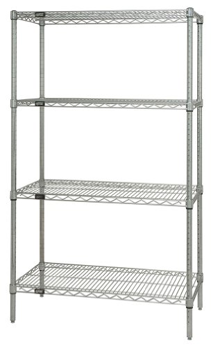 Quantum Storage Systems WR63-2436C Starter Kit for 63" High 4-Tier Wire Shelving Unit, Chrome Finish, 800 lb. Per Shelf Capacity, 24" Width x 36" Length x 63" Height