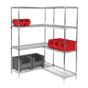 Quantum Storage Systems WR54-2436C Starter Kit for 54" High 4-Tier Wire Shelving Unit, Chrome Finish, 24" Width x 36" Length x 54" Height