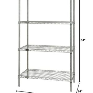 Quantum Storage Systems WR54-2436C Starter Kit for 54" High 4-Tier Wire Shelving Unit, Chrome Finish, 24" Width x 36" Length x 54" Height