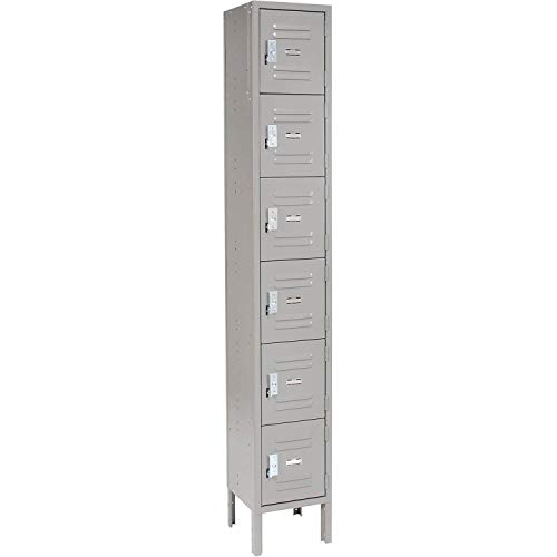 Global Industrial Six Tier Locker, 12x15x12, 6 Door, Unassembled, Gray