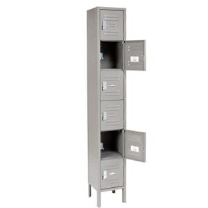 Global Industrial Six Tier Locker, 12x15x12, 6 Door, Unassembled, Gray