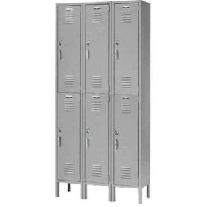 global industrial double tier locker, 12x15x36, 6 door unassembled, gray