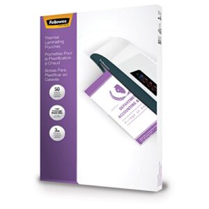 fellowes hot laminating pouches, legal, 3 mil, 50 pack (52226)