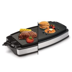 wolfgang puck xl reversible grill griddle, oversized removable cooking plate, nonstick coating, dishwasher safe, heats up to 400ºf, stay cool handles