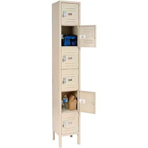 global industrial six tier locker, 12x15x12, 6 door, ready to assemble, tan