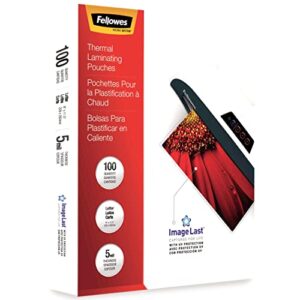 Fellowes Thermal Laminating Pouches, ImageLast, Jam Free, Letter Size, 5 Mil, 100 Pack (52040)