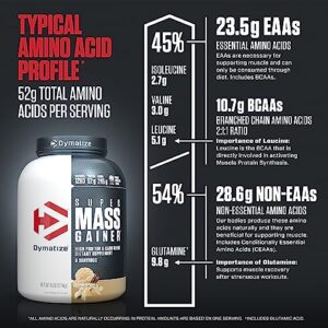 Dymatize Super Mass Gainer Protein Powder, 1280 Calories & 52g Protein, Gain Strength & Size Quickly, 10.7g BCAAs, Mixes Easily, Tastes Delicious, Gourmet Vanilla, 6 Pound (Pack of 1)