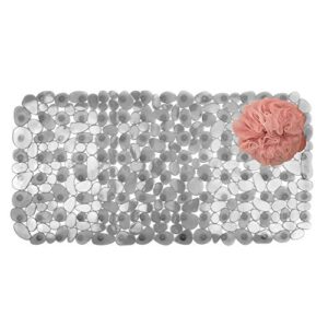 idesign pebblz suction non-slip bath mat for shower, bathtub, stall, 26" x 13.5", gray