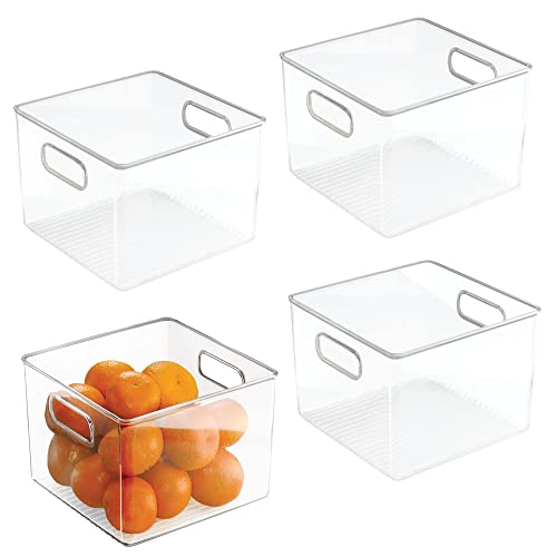 iDesign Plastic Fridge and Pantry Storage Bins, Organizer Container for Kitchen, Bathroom, Office, Craft Room, BPA-Free, 8" x 8" x 6", Set of 4, Clear