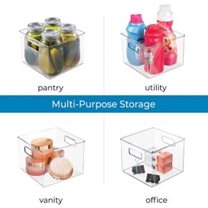 iDesign Plastic Fridge and Pantry Storage Bins, Organizer Container for Kitchen, Bathroom, Office, Craft Room, BPA-Free, 8" x 8" x 6", Set of 4, Clear