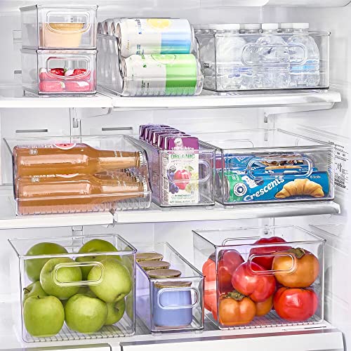 iDesign Plastic Fridge and Pantry Storage Bins, Organizer Container for Kitchen, Bathroom, Office, Craft Room, BPA-Free, 8" x 8" x 6", Set of 4, Clear