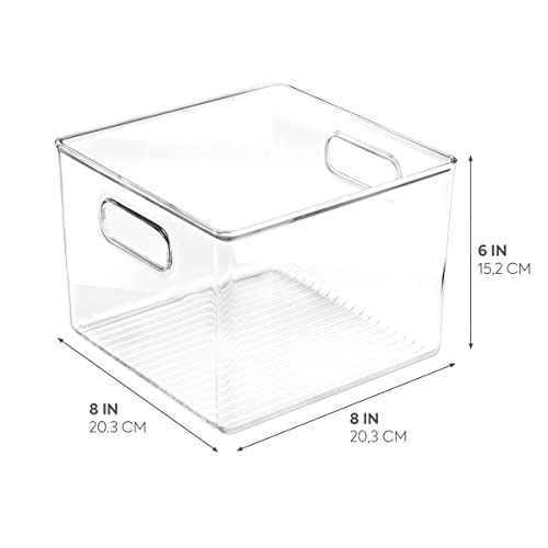 iDesign Plastic Fridge and Pantry Storage Bins, Organizer Container for Kitchen, Bathroom, Office, Craft Room, BPA-Free, 8" x 8" x 6", Set of 4, Clear