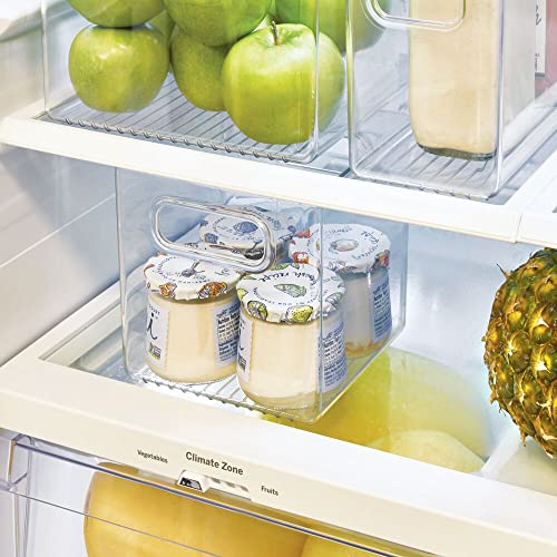 iDesign Plastic Fridge and Pantry Storage Bins, Organizer Container for Kitchen, Bathroom, Office, Craft Room, BPA-Free, 8" x 8" x 6", Set of 4, Clear