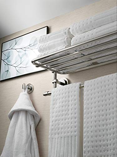 Moen DN0794BN Iso Collection Bathroom Hotel-Style Shelf with-Towel Bar, Brushed Nickel, 26.95"L x 10.70"W x 6.38"H