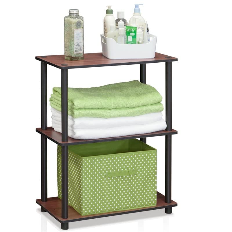 Furinno Turn-N-Tube 3-Tier Compact Multipurpose Shelf Display Rack, Dark Cherry