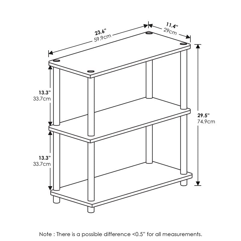 Furinno Turn-N-Tube 3-Tier Compact Multipurpose Shelf Display Rack, Dark Cherry