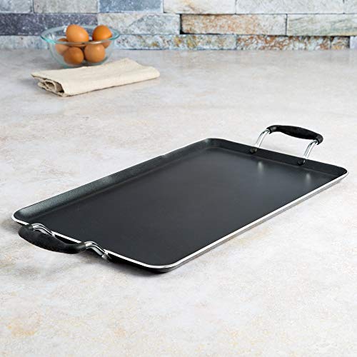 Ecolution Easy to Clean, Comfortable Handle, Even Heating, Dishwasher Safe Pots and Pans, 12-Inch x 18-Inch Griddle, Black