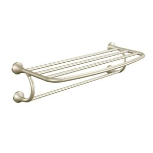 moen yb2894bn eva collection 26-inch wide bathroom hotel-style -towel shelf, brushed nickel