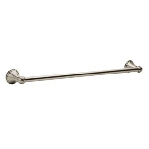 moen preston collection brushed nickel 24-inch bathroom single towel bar, wall mounted hand or body towel rack, dn8424bn