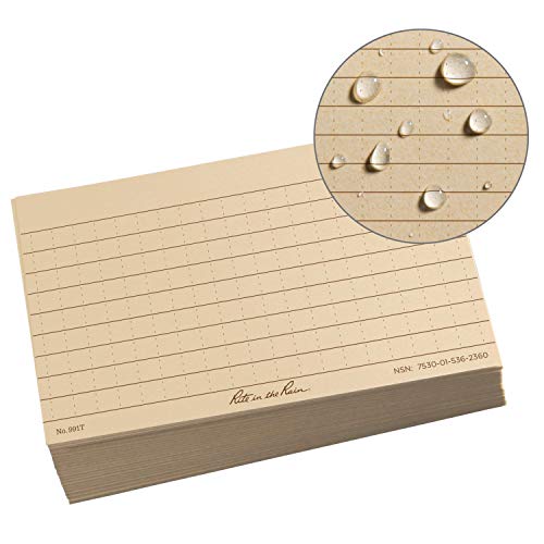 Rite in the Rain All Weather Index Cards, 3" x 5", Universal Pattern, Tan (No. 991T)