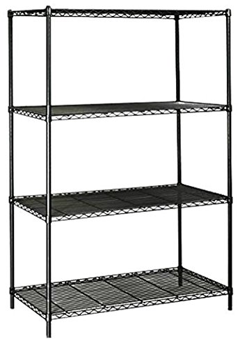 Safco Products 5294BL Industrial Wire Shelving Starter Unit 48" W x 24" D x 72" H (Add-On Unit and Extra Shelf Pack Sold Separately), Black