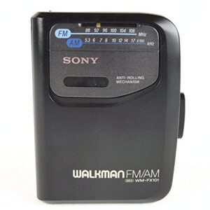 sony corp. sony anti-rolling mechanism sony walkman fm/am avls wm-fx101 radio cassette tape player model# wm-fx101