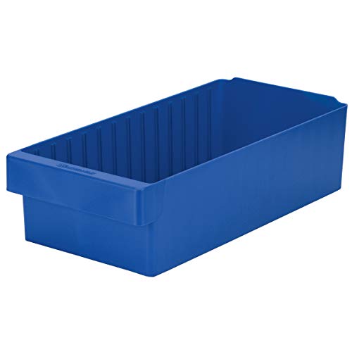 Akro-Mils 31188 AkroDrawer Stackable Plastic Storage Drawer Storage Bin, (17-5/8-Inch x 8-3/8-Inch x 4-5/8-Inch), Blue, (4-Pack)