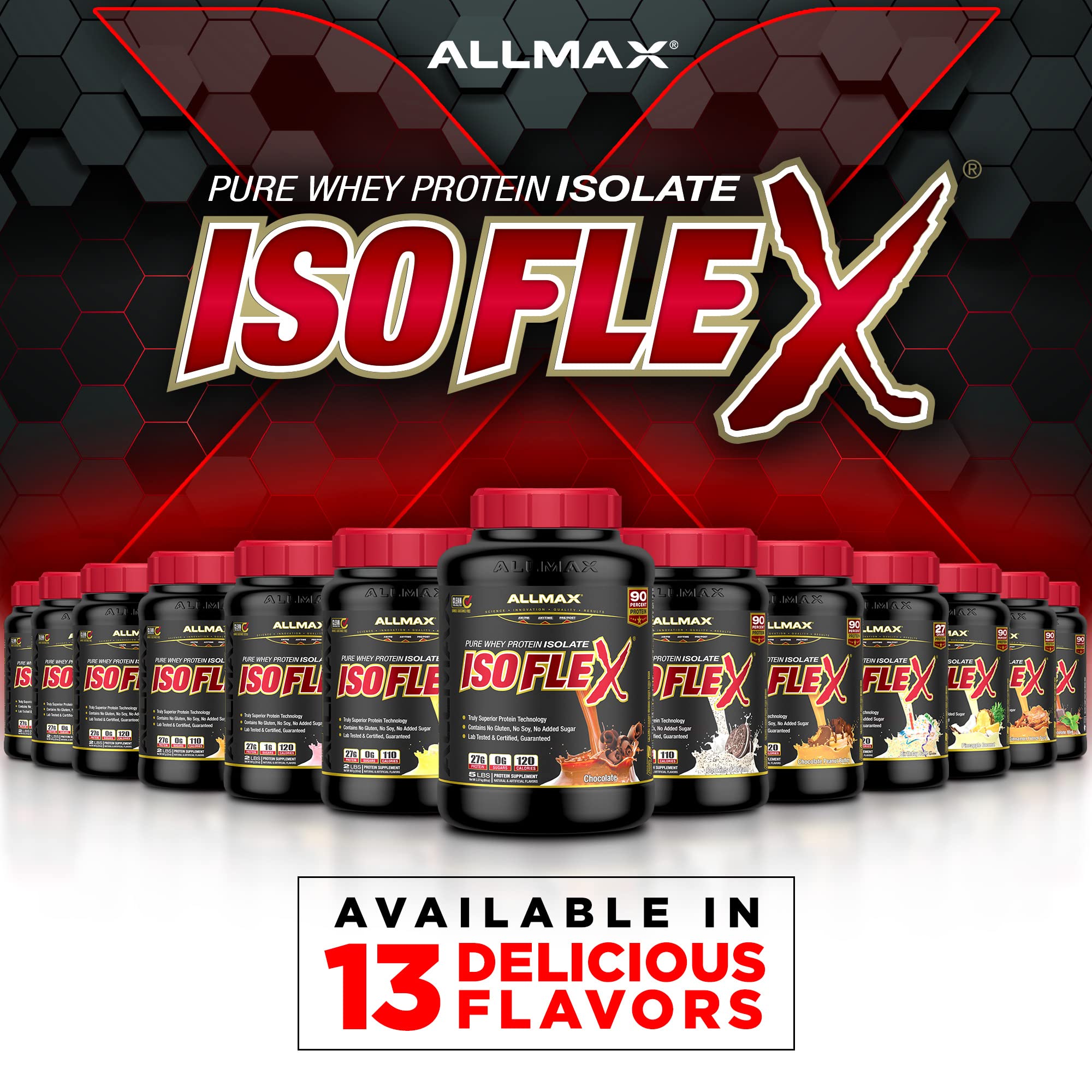 ALLMAX Nutrition - ISOFLEX Whey Protein Powder, Whey Protein Isolate, 27g Protein, Chocolate, 5 Pound