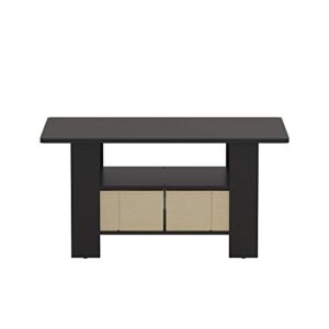 Furinno Coffee Table with Bins, Espresso/Brown