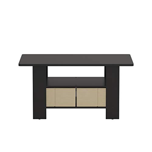 Furinno Coffee Table with Bins, Espresso/Brown