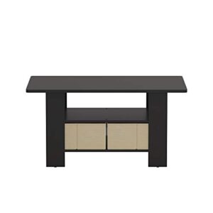 Furinno Coffee Table with Bins, Espresso/Brown