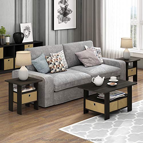 Furinno Coffee Table with Bins, Espresso/Brown