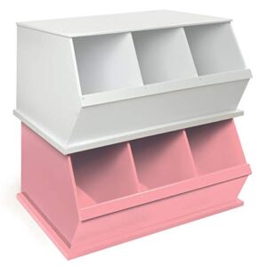 Stackable Wooden 3 Bin Open Storage Toy Organizing Cubby