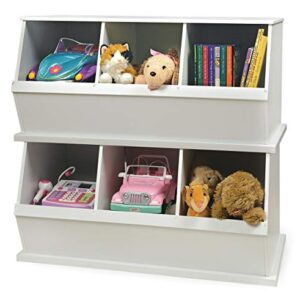 Stackable Wooden 3 Bin Open Storage Toy Organizing Cubby