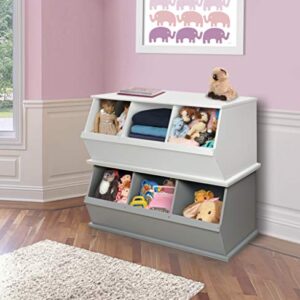 Stackable Wooden 3 Bin Open Storage Toy Organizing Cubby