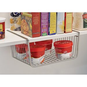 iDesign York Lyra Under Shelf Hanging Wire Storage Basket for Kitchen Pantry - Silver 13" x 10" x 6"