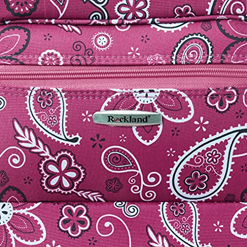 Rockland Fashion Softside Upright Luggage Set, Expandable, Wheel, Telescopic Handle, Pink Bandana, 2-Piece (14/19)