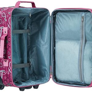 Rockland Fashion Softside Upright Luggage Set, Expandable, Wheel, Telescopic Handle, Pink Bandana, 2-Piece (14/19)