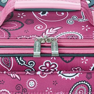 Rockland Fashion Softside Upright Luggage Set, Expandable, Wheel, Telescopic Handle, Pink Bandana, 2-Piece (14/19)