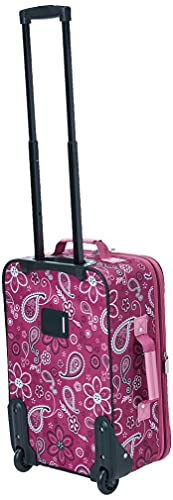 Rockland Fashion Softside Upright Luggage Set, Expandable, Wheel, Telescopic Handle, Pink Bandana, 2-Piece (14/19)