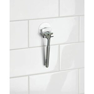 iDesign Gia Metal Suction Bathroom Shower Hooks for Razor, Loofah, Wash Cloth, 2" x 1.75" - Chrome