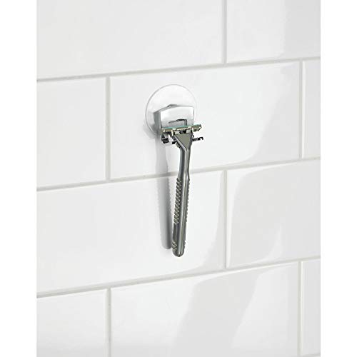 iDesign Gia Metal Suction Bathroom Shower Hooks for Razor, Loofah, Wash Cloth, 2" x 1.75" - Chrome